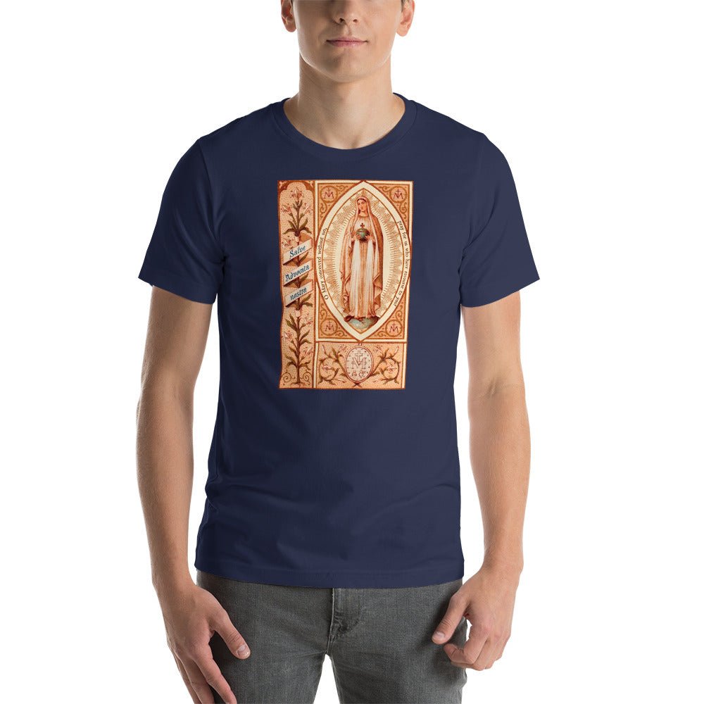 Our Lady "Salve Advocata Nostra" Holy Card T-Shirt – Catholicamtees