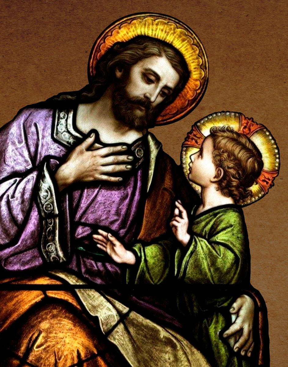 St. Joseph with the Christ Child Ready to Hang Metal Print – Catholicamtees